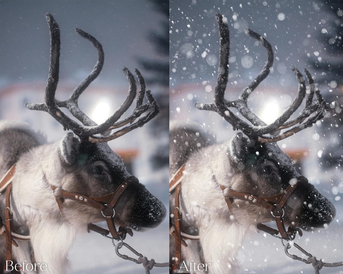 100 Falling Snow Photoshop Overlays, Snowflake Overlays, Realistic Snow ...