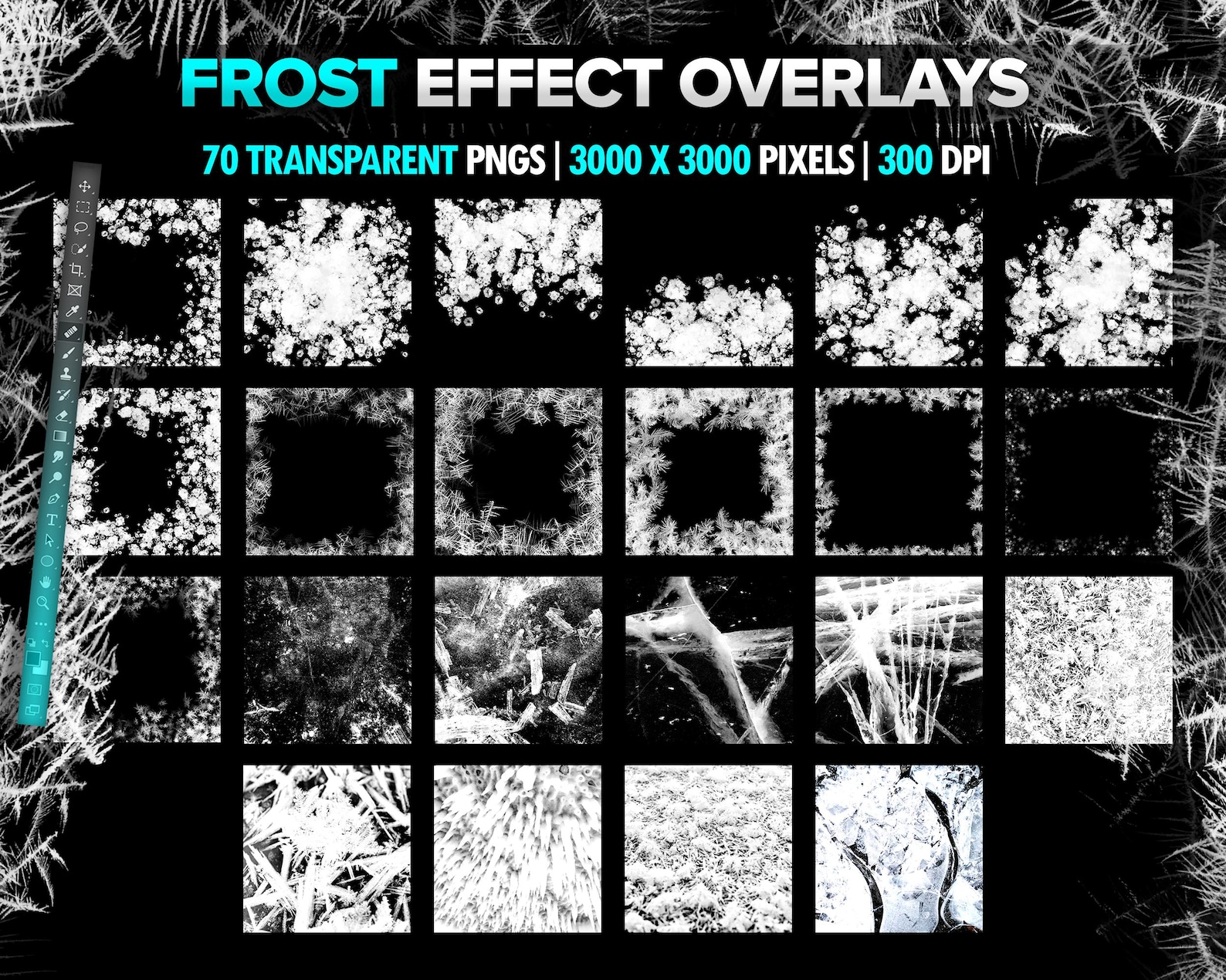 70 Frost Photoshop Overlays, Frozen Ice, Winter Overlays, Frosty ...
