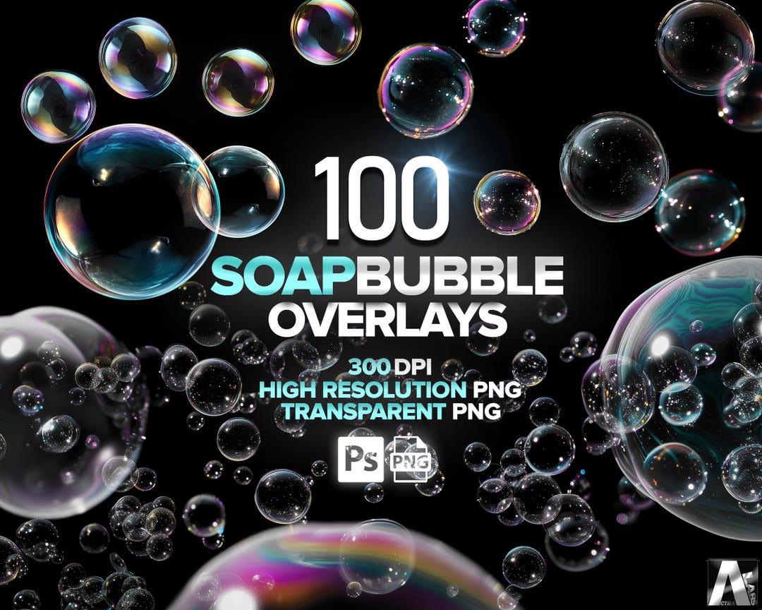 100 Realistic Soap Bubble Overlays, Floating Bubbles Overlay, Blowing ...