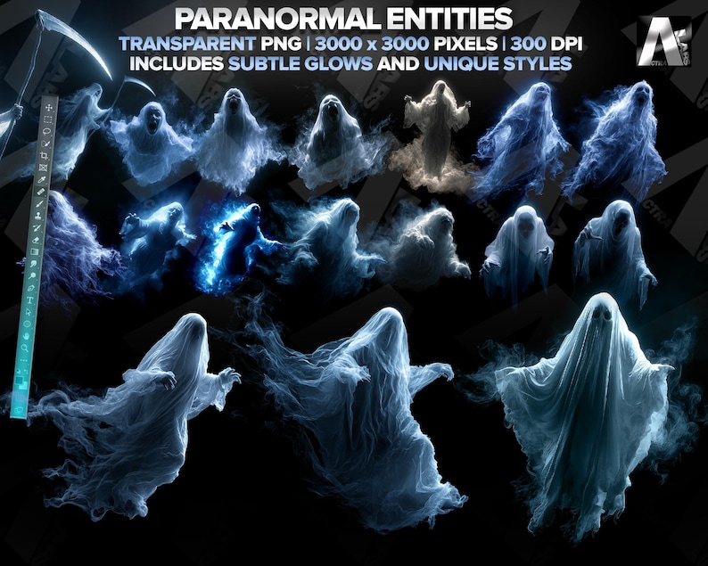 100 Paranormal Entities Overlays, Realistic Ghost Overlays, Halloween ...