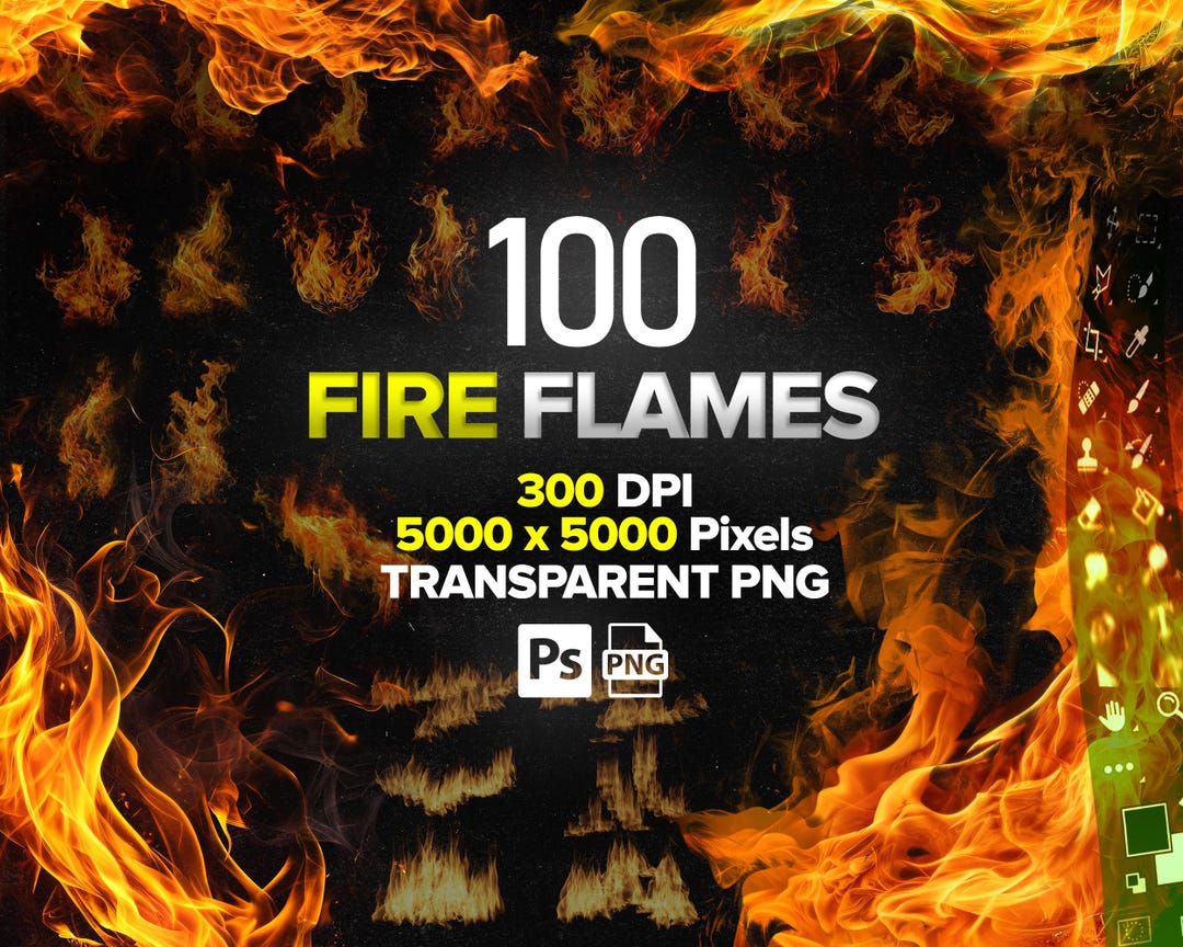 100 Fire Flame Overlays, Realistic Photoshop Fire, Campfire, Bonfire ...