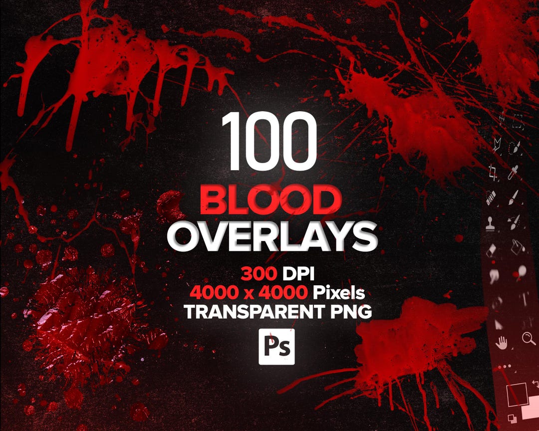 100 Blood Photoshop Overlays, Transparent PNG, Blood Overlays, Horror ...