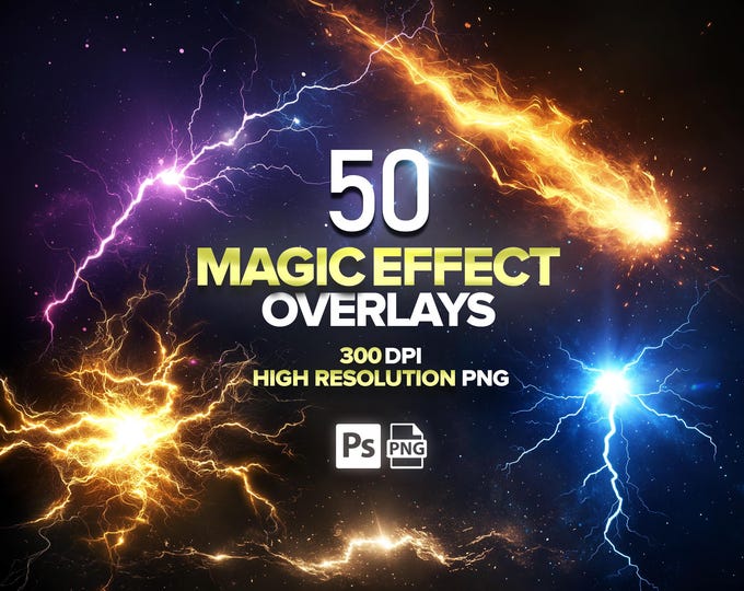 50 Magic Effects, Magic Energy Overlays, Lightning Bolts PNG, Sparks ...