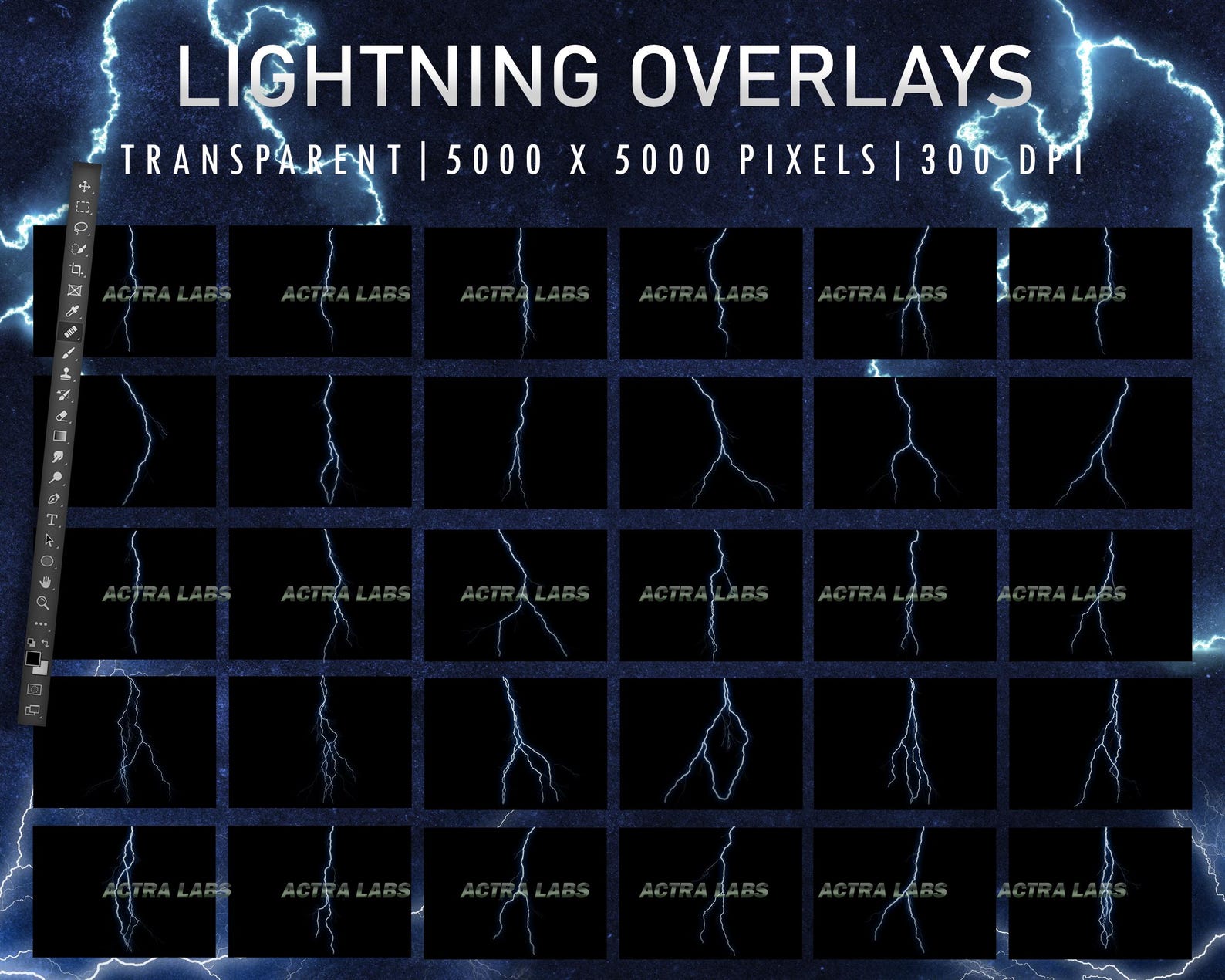 100 Lightning Photoshop Overlays , Realistic Lightning Effects ...