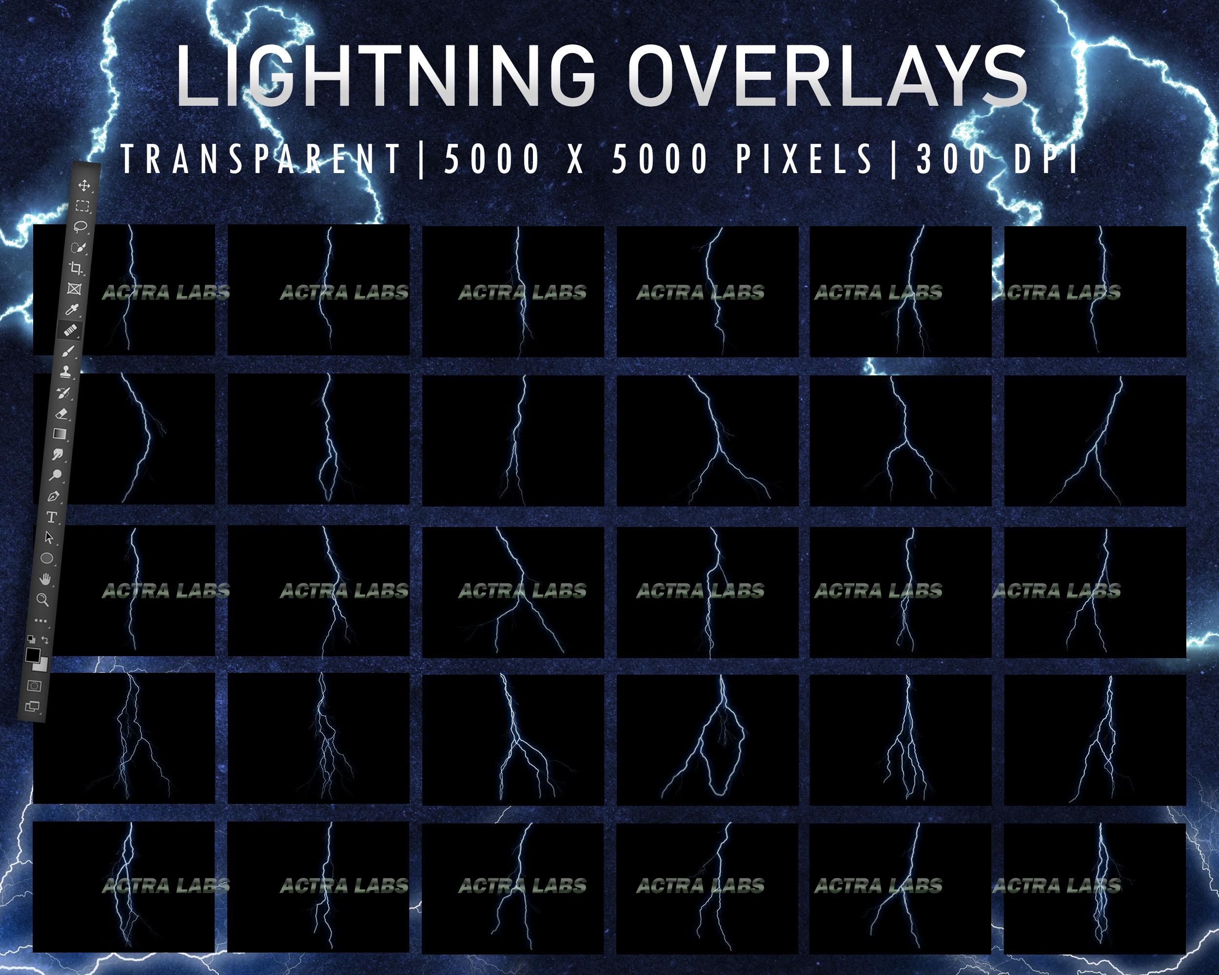 100 Lightning Photoshop Overlays , Realistic Lightning Effects ...