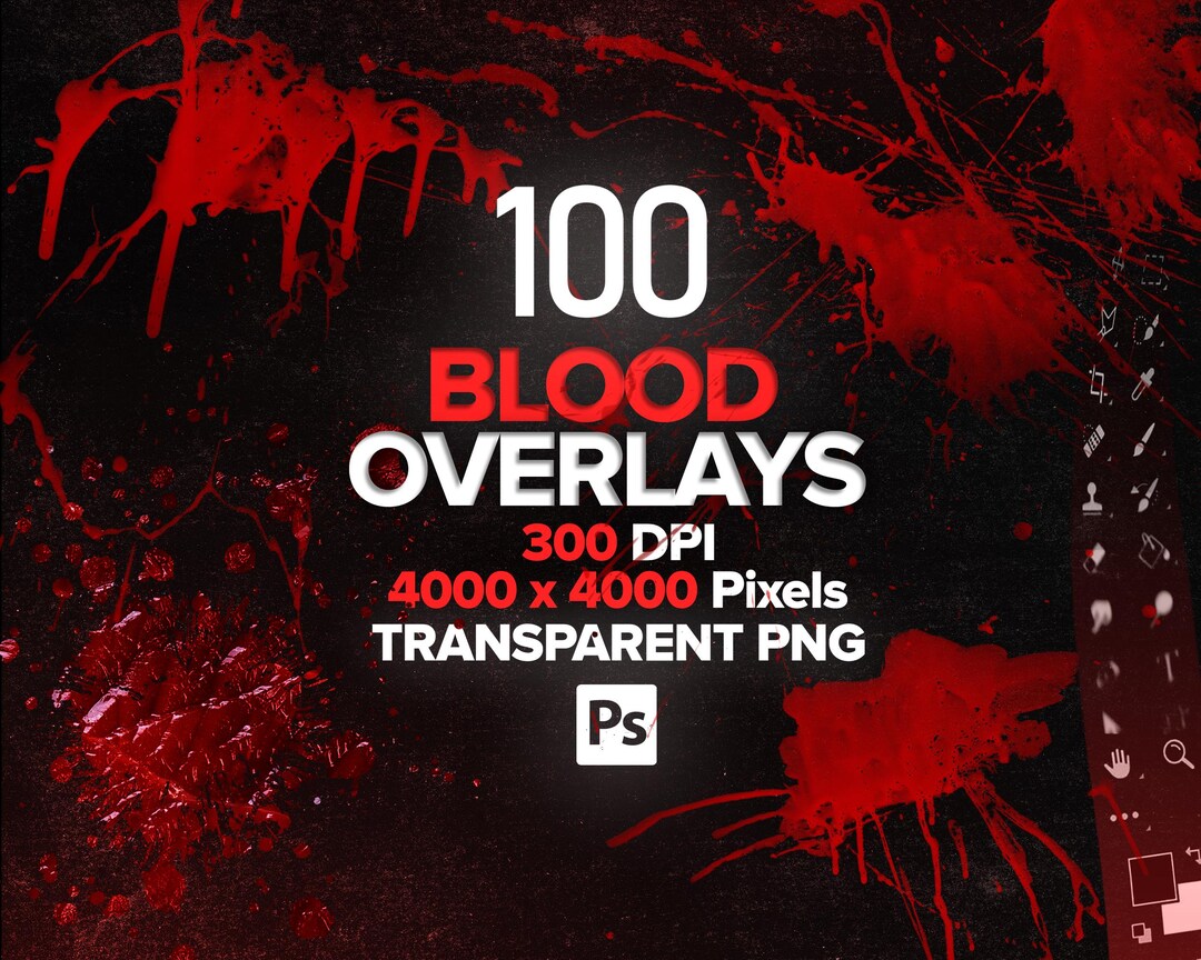 100 Blood Photoshop Overlays, Transparent PNG, Blood Overlays, Horror ...