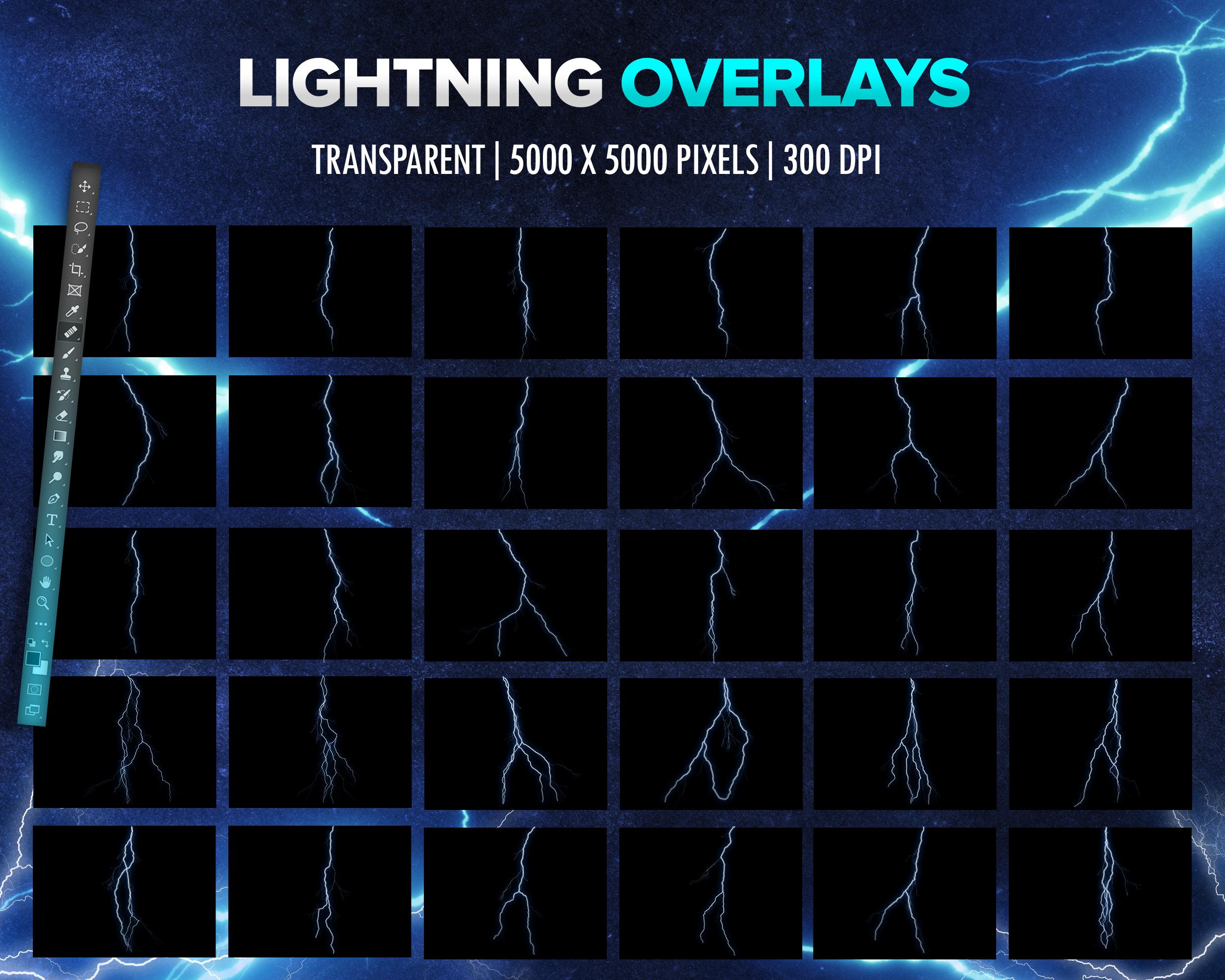 100 Lightning Photoshop Overlays , Realistic Lightning Effects ...