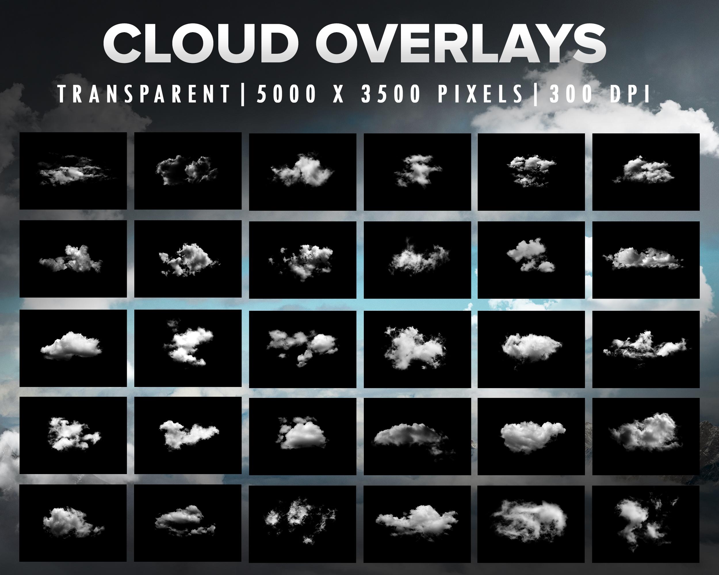 100 Cloud Photoshop Overlays, Transparent Clouds PNG, Clouds Clipart ...