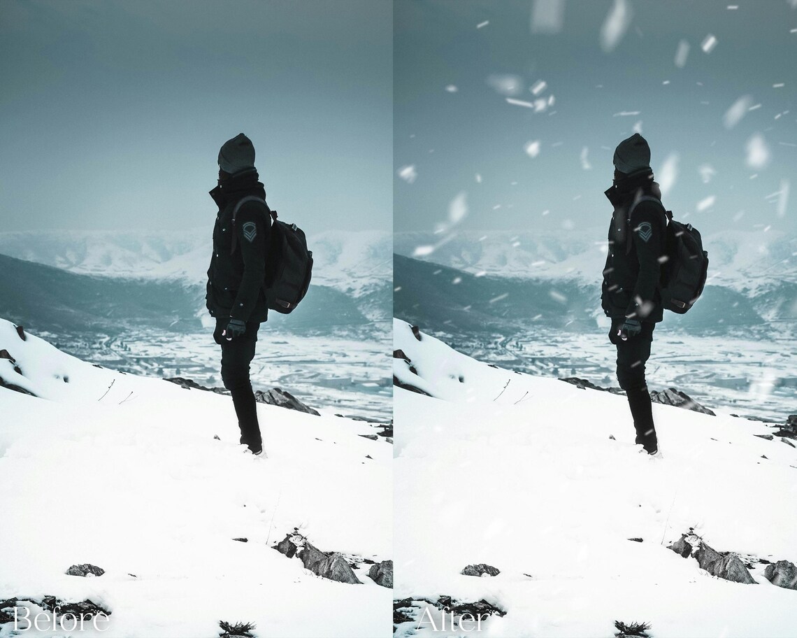 100 Falling Snow Photoshop Overlays, Snowflake Overlays, Realistic Snow ...