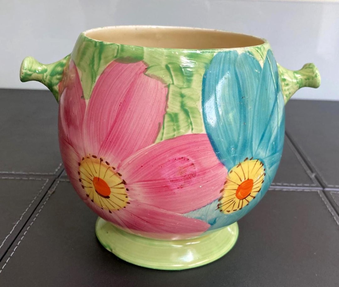 1930s Myott Art Deco Twin Handled Pot in Colourful Floral Design - Etsy
