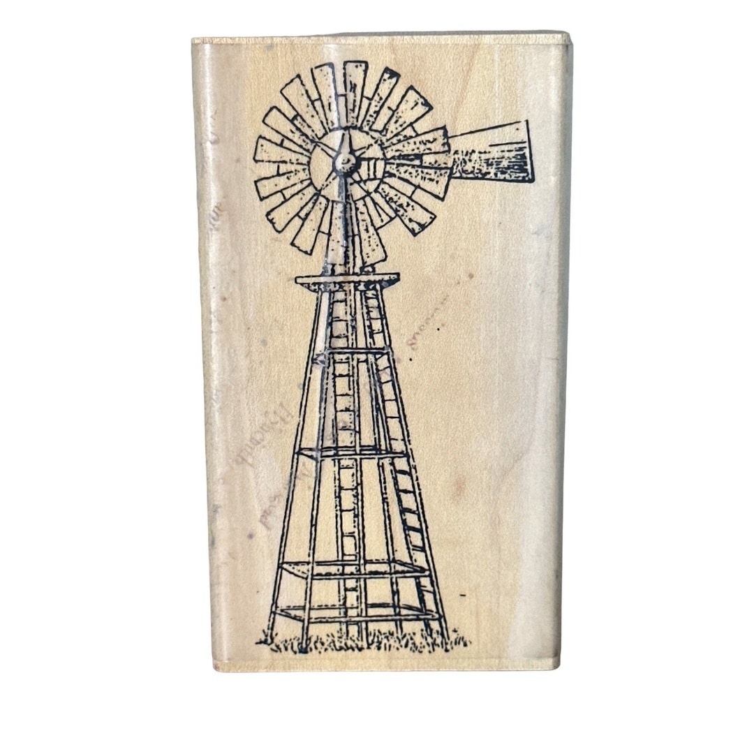 Windmill 1273-M River City Rubber Stamps Wood Mounted Rubber - Etsy