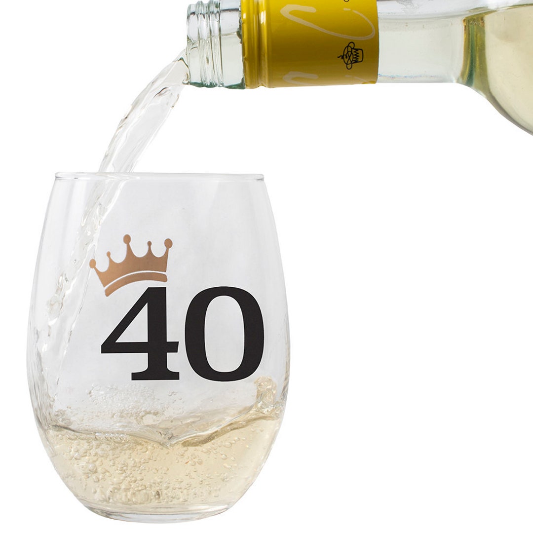 40th Birthday Wine Glass 15 Oz. Stemless 40th Birthday Gifts - Etsy