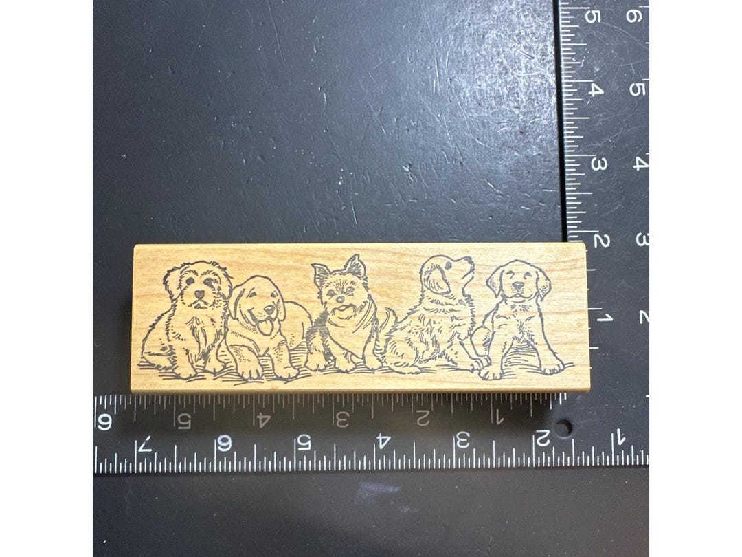 Puppy Dogs Border Design by the Stamp Pad Co Rubber Stamp Lab Yorkie - Etsy