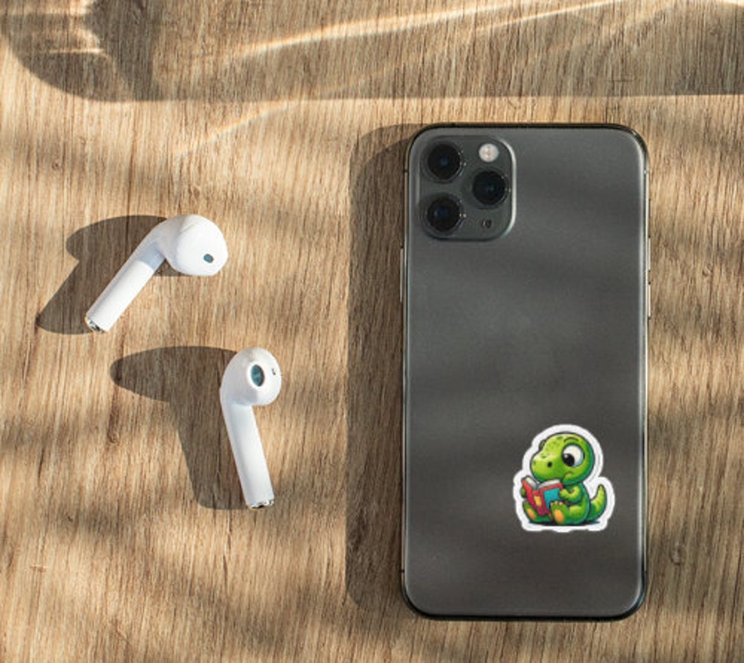 Cute Sitcker of a T-rex Reading a Book - Etsy