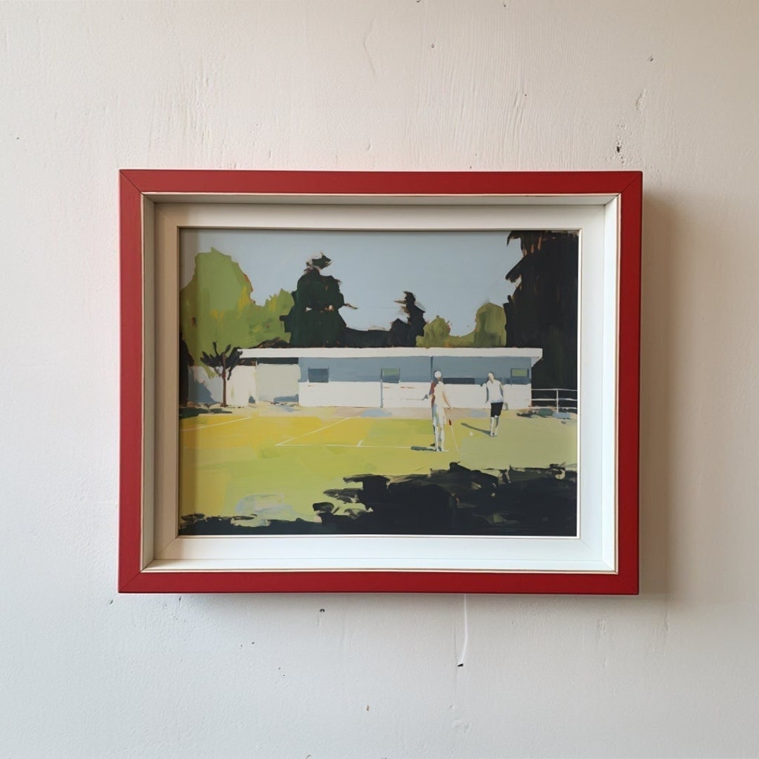 Meet at the Club | Tennis Club Painting | Mid Century Abstract ...