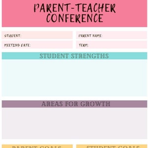 Parent-teacher Conference Sheet - Etsy