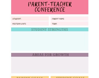 PRINTABLE Cute Parent Conference Notes, Parent-teacher Conference ...