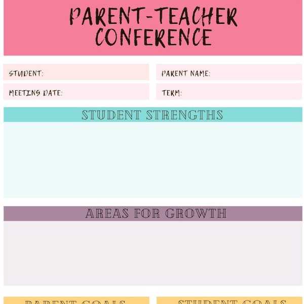Parent-teacher Conference Sheet - Etsy