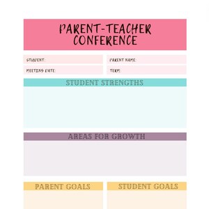 Parent-teacher Conference Sheet - Etsy