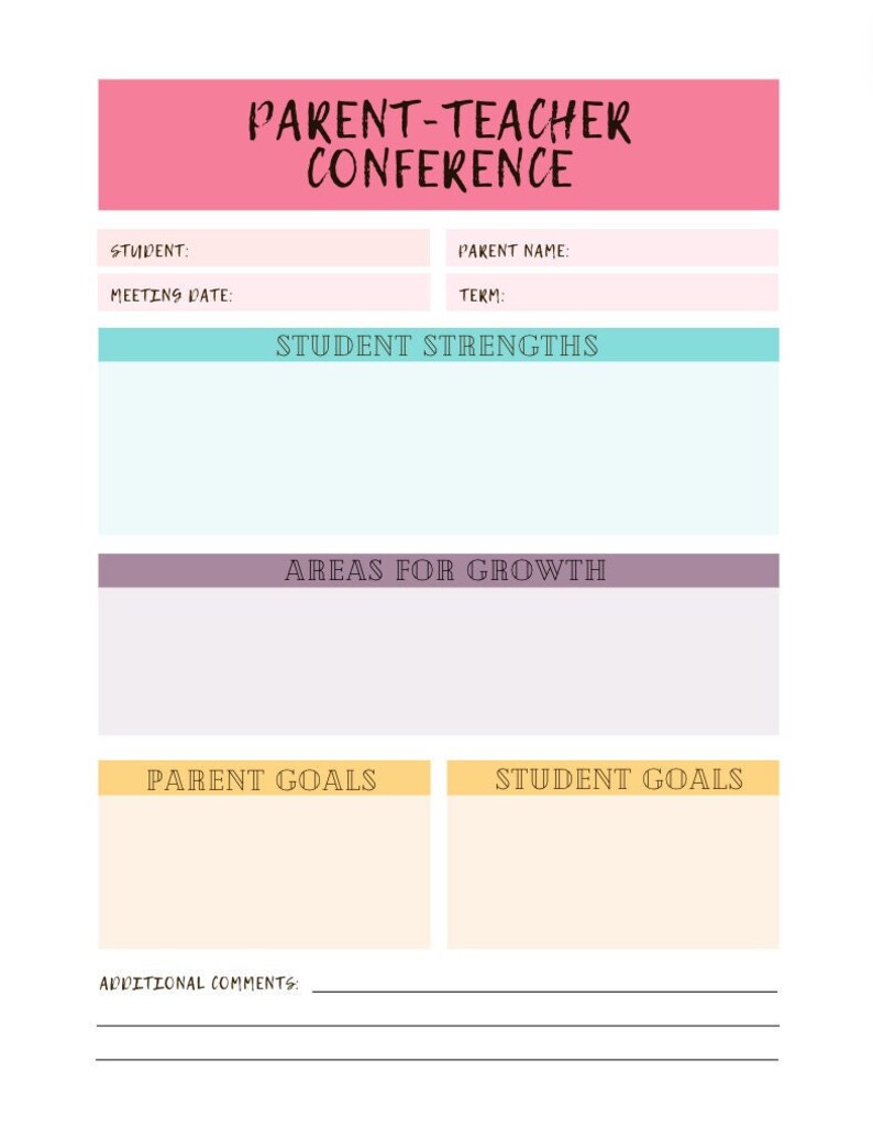 Parent-teacher Conference Sheet - Etsy