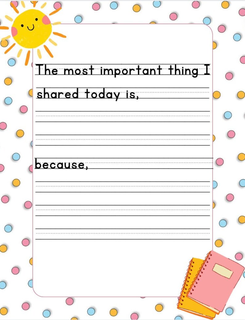 K-3rd Sentence Stem Worksheet - Etsy