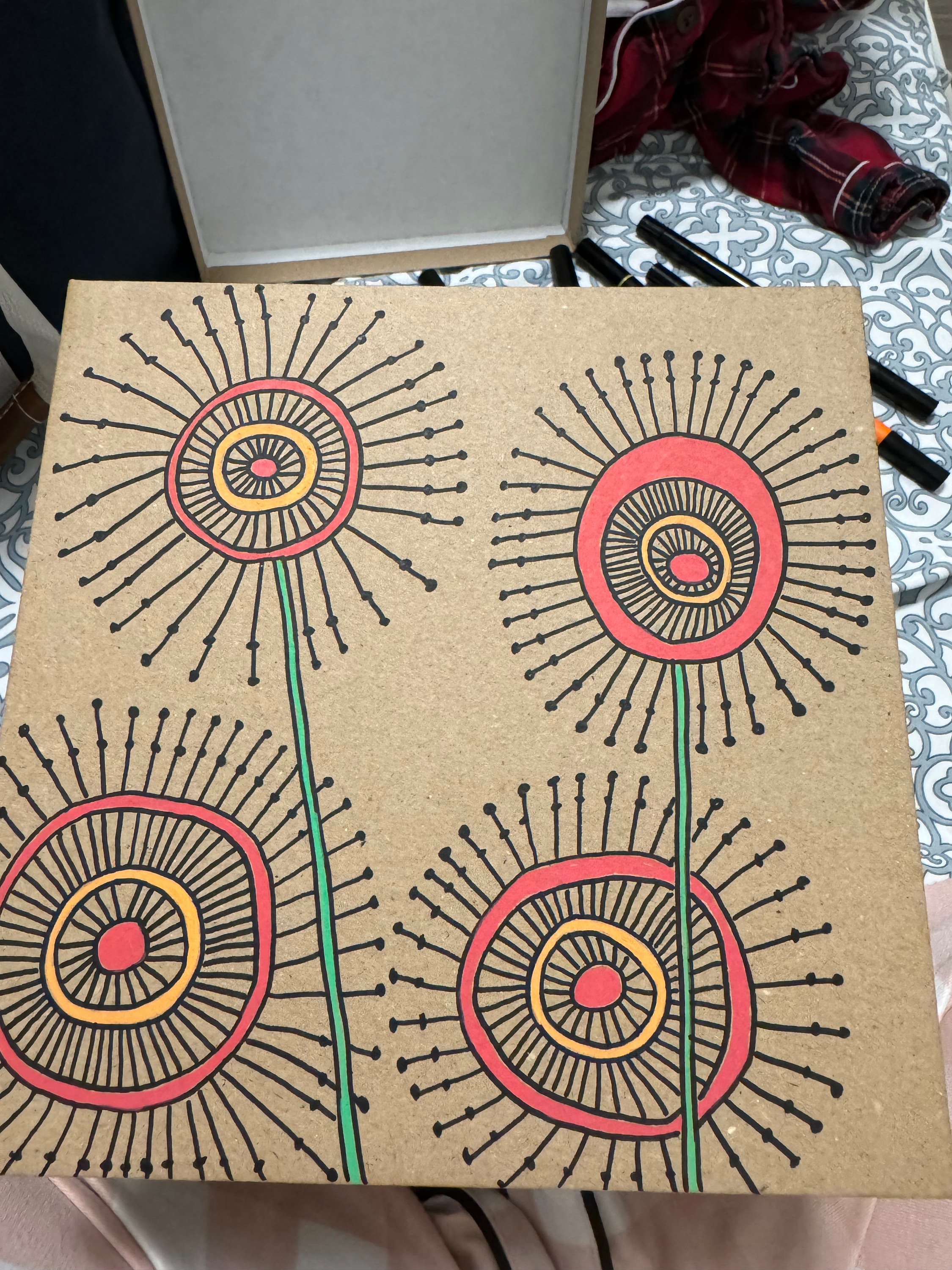 Cardboard Box With Hand Drawn Artwork - Etsy