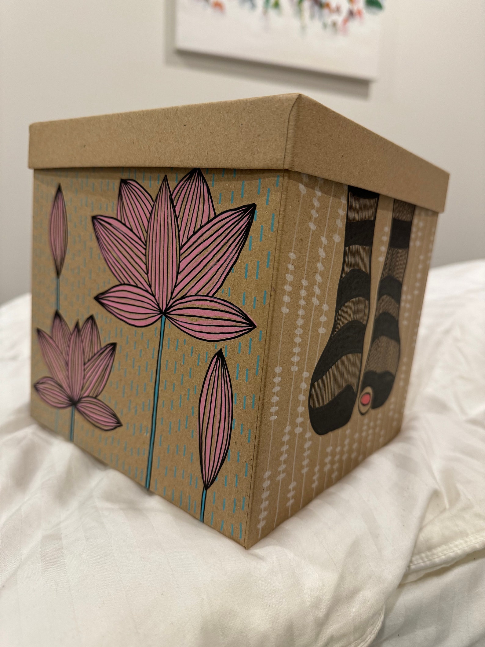 Cardboard Box With Hand Drawn Artwork - Etsy