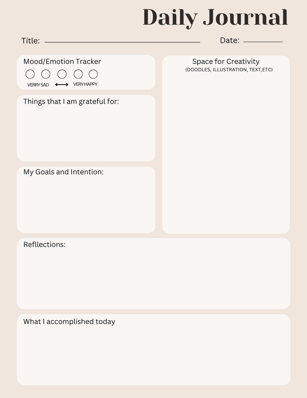 Beige Minimalist Printable Daily Journal - Etsy