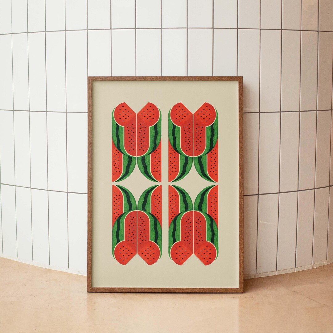 Watermelon Poster | Kitchen Wall Art | Hand Drawn | Digital Prints - Etsy