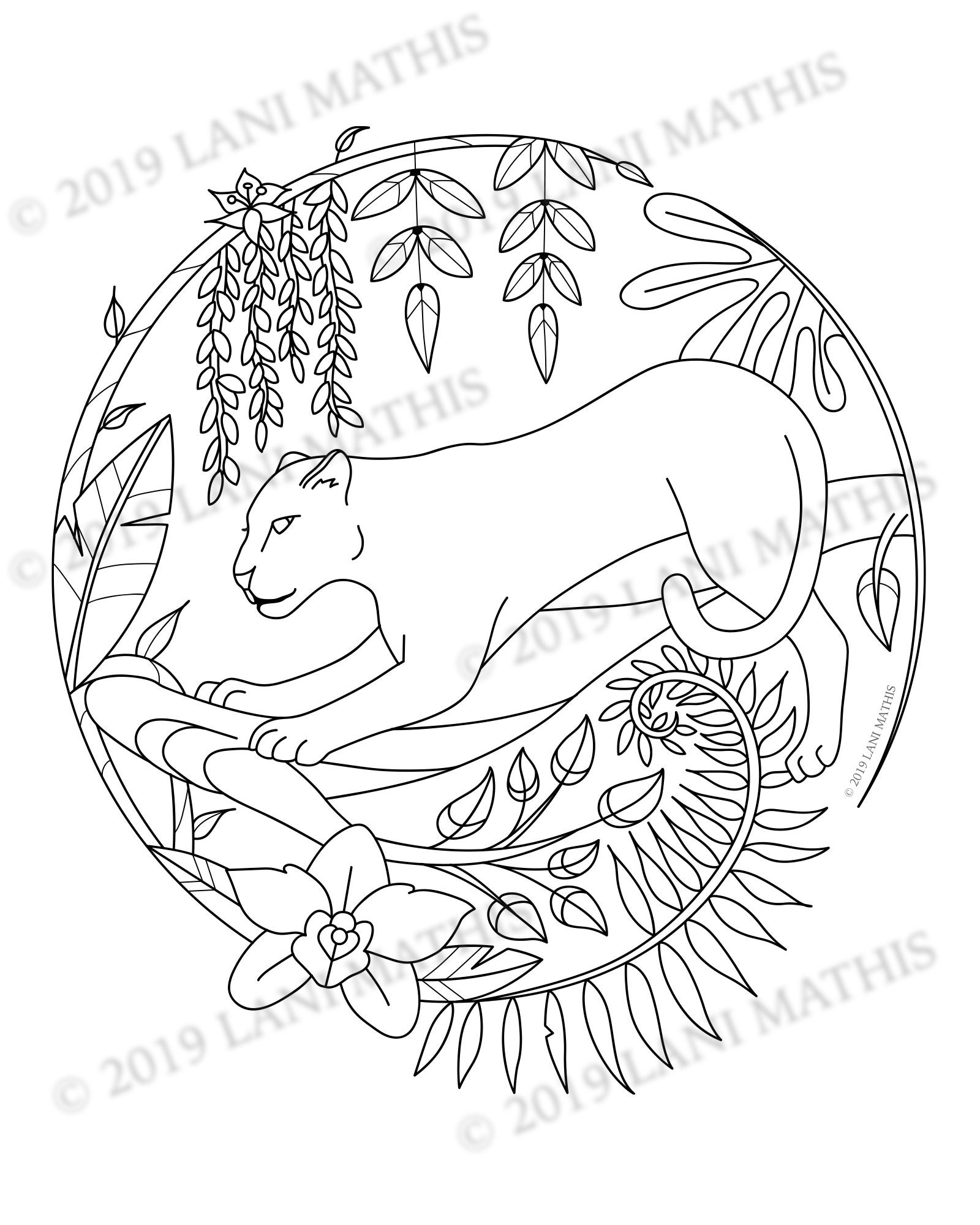 Coloring Page || Digital Download || Tropical || Jungle || Panther ...