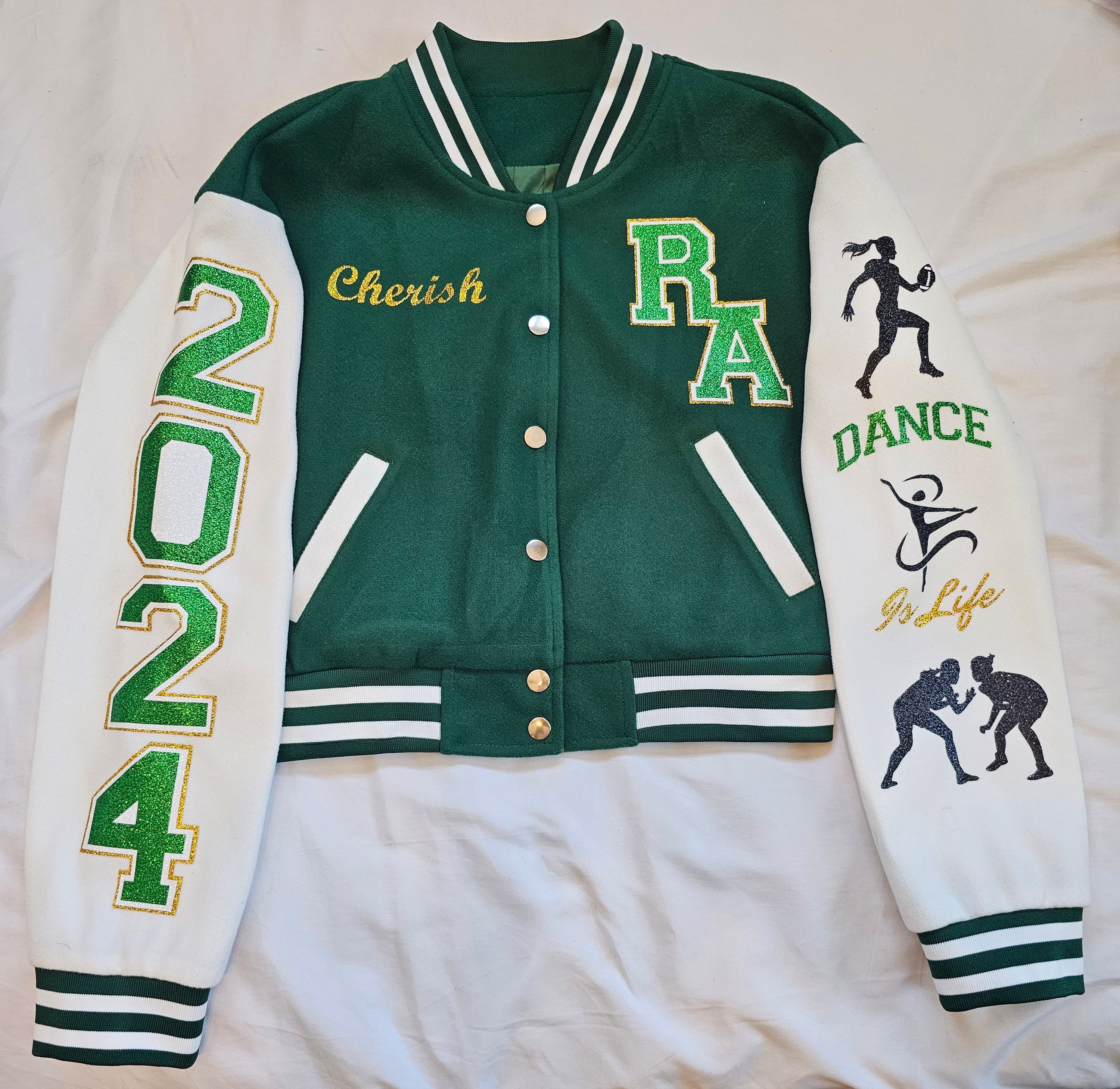 Custom Made Glitter Crop Varsity Jacket - Etsy