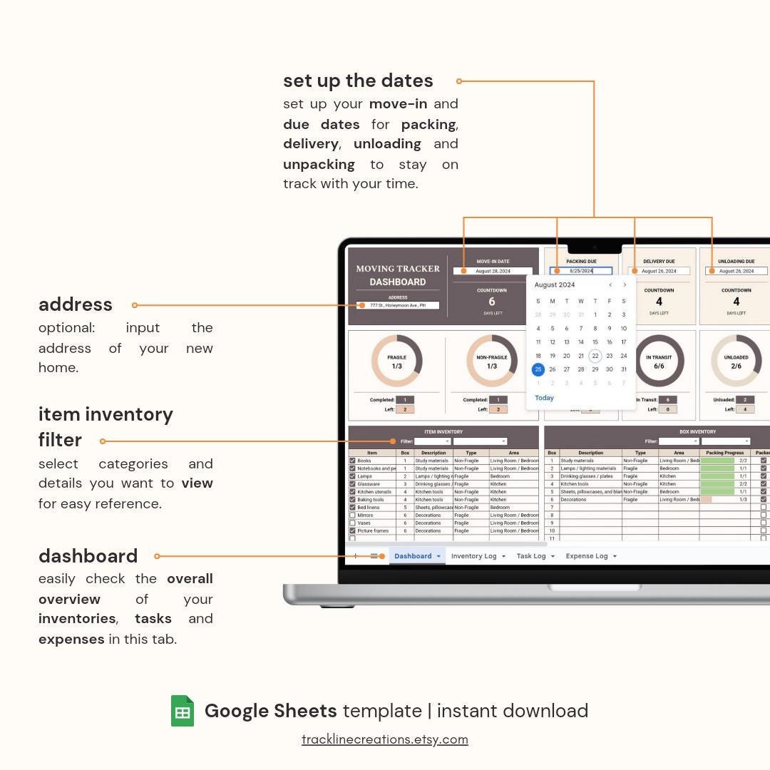 Minimalist Moving Checklist Moving Tracker Moving Planner Moving ...