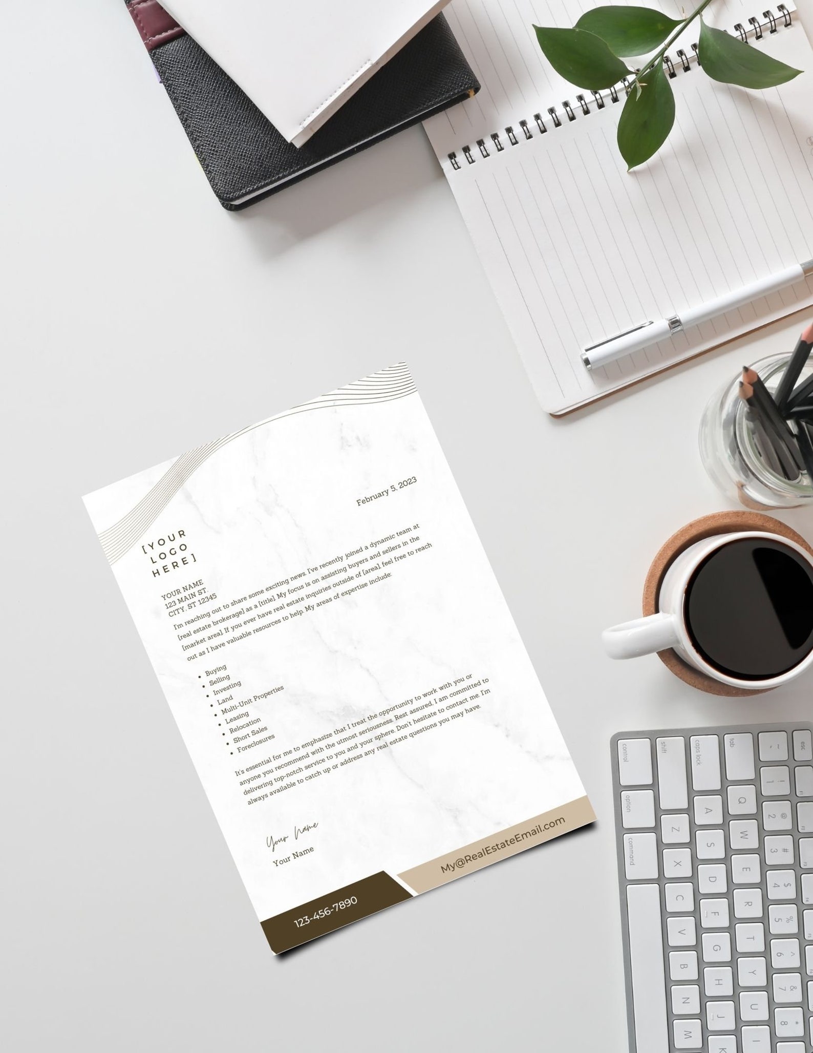 New Agent Letter Canva Template Real Estate Letter Agent Announcement ...