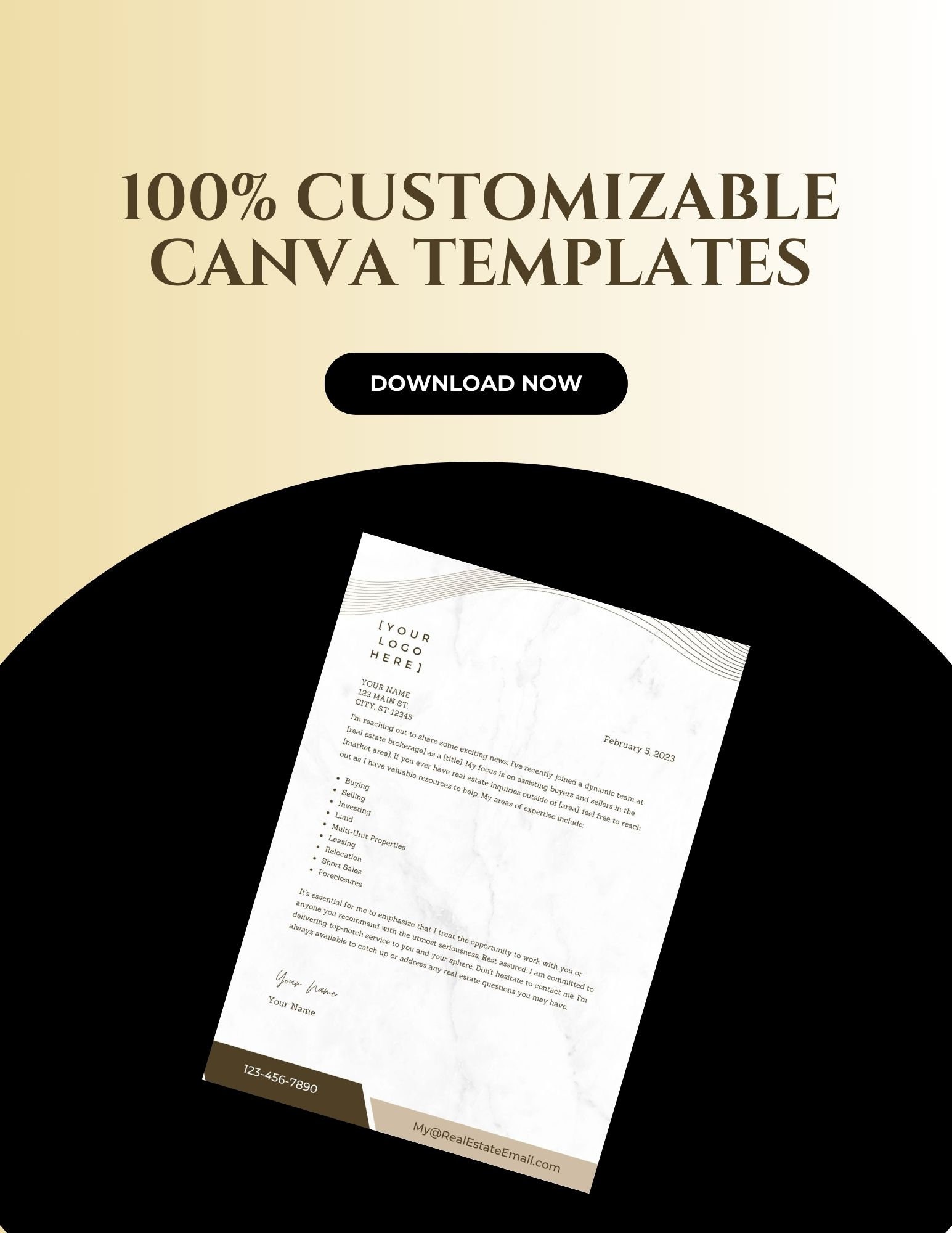 New Agent Letter Canva Template Real Estate Letter Agent Announcement ...