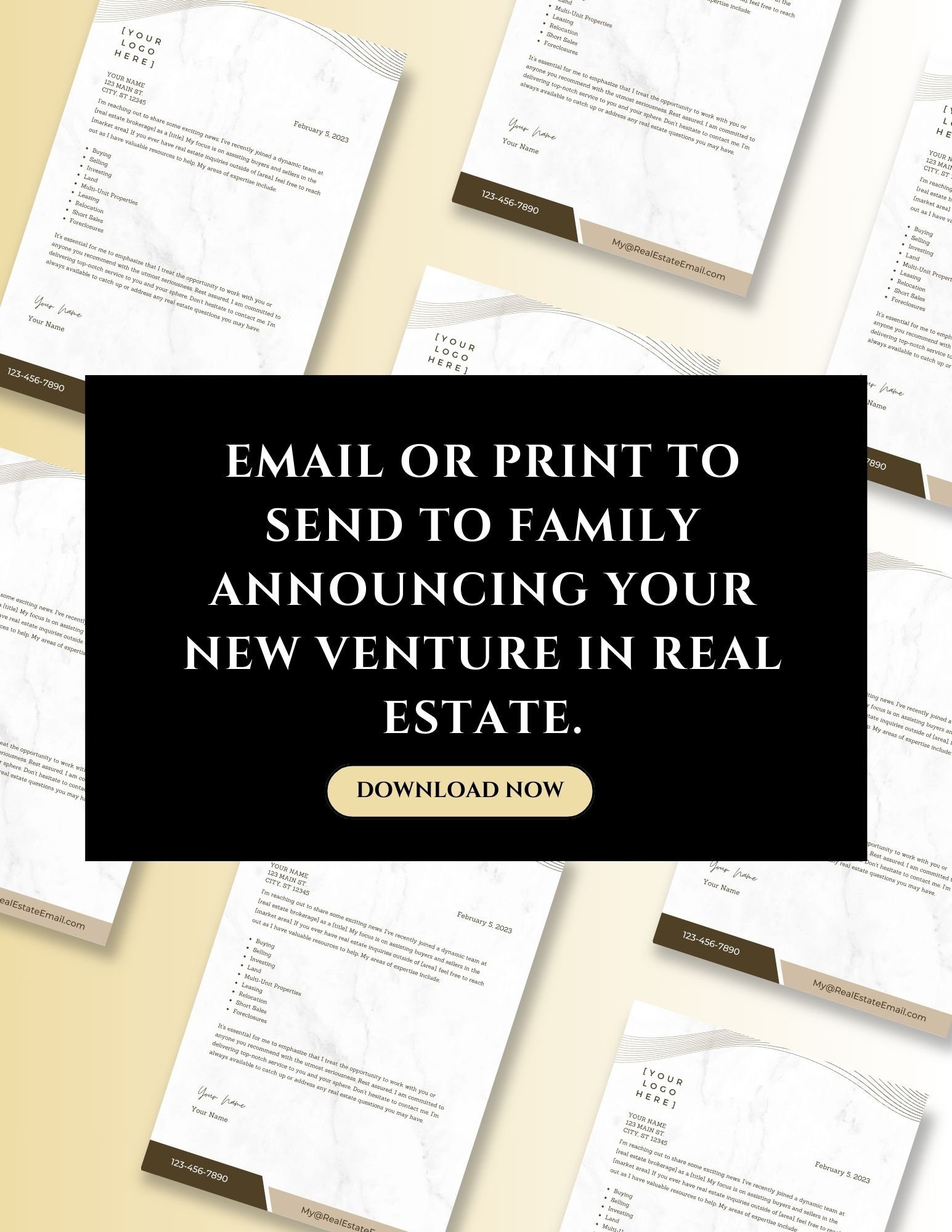New Agent Letter Canva Template Real Estate Letter Agent Announcement ...