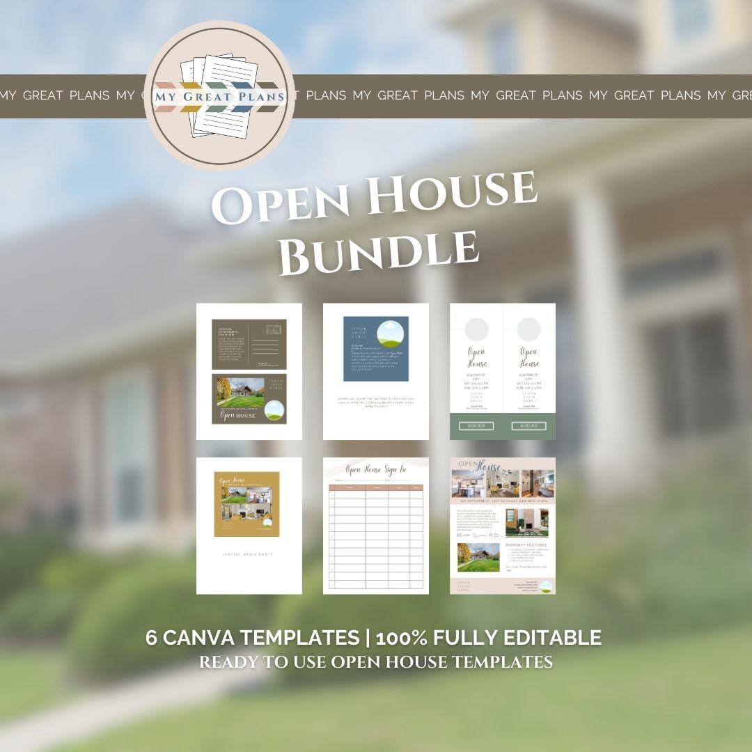 Real Estate Open House Bundle of Canva Templates You Can Download or ...