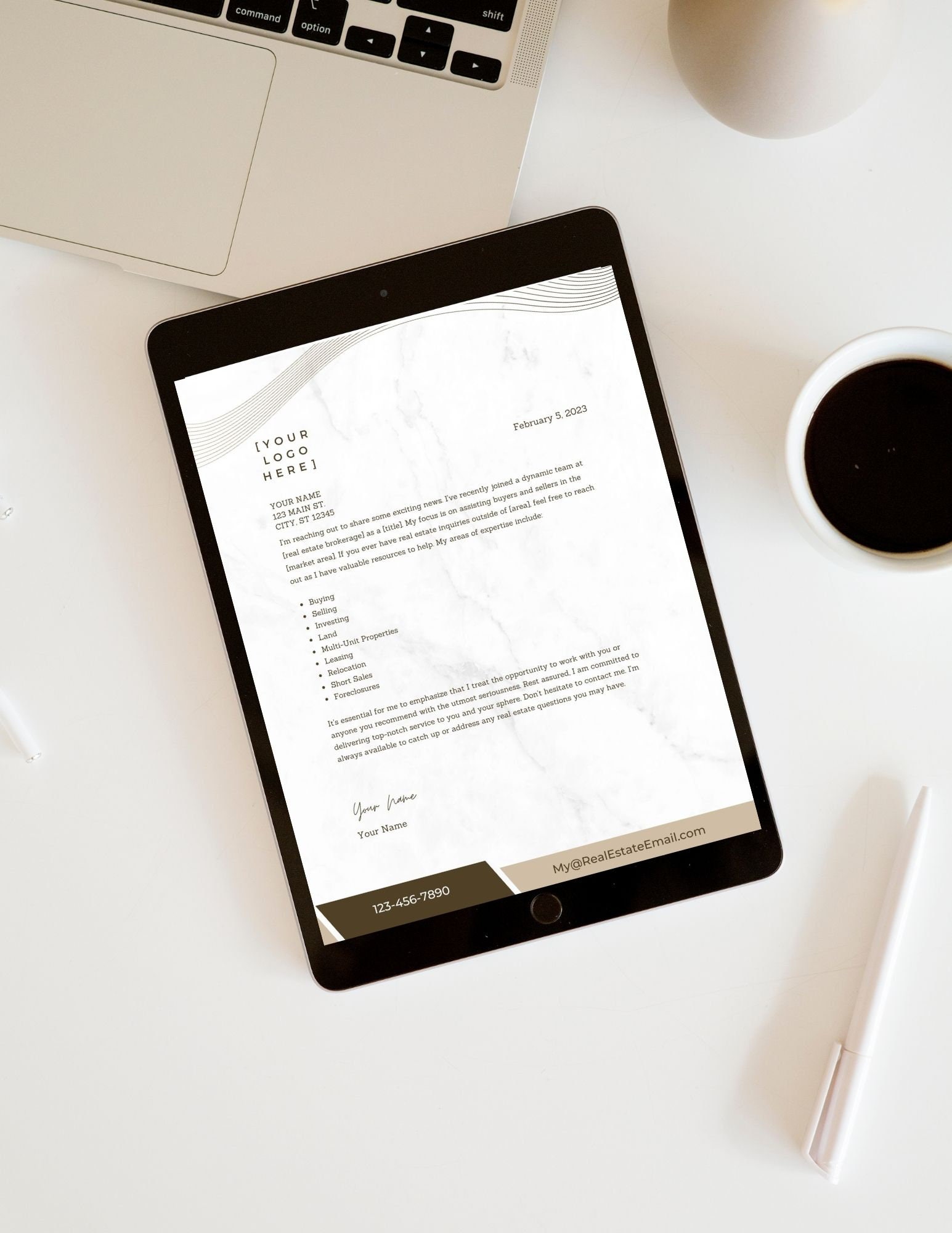 New Agent Letter Canva Template Real Estate Letter Agent Announcement ...