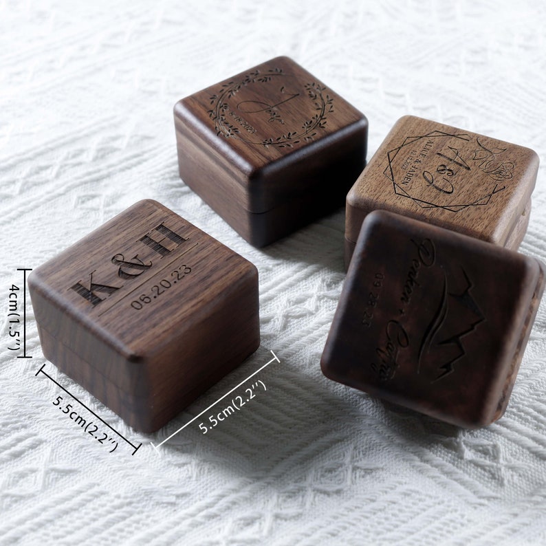 Personalized Engraving Wooden Ring Box, Proposal Engagement Ring Box ...