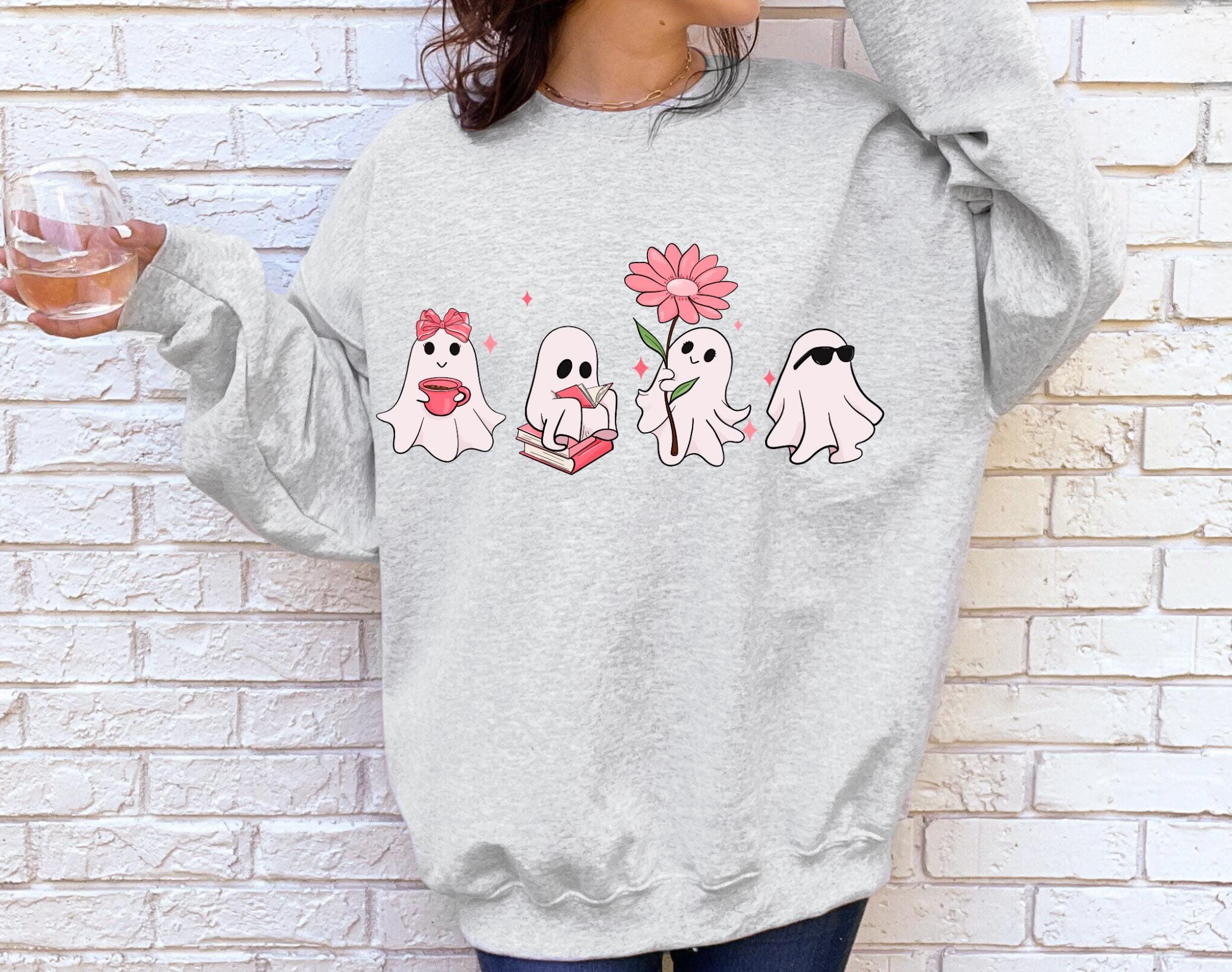 Pink Ghost Png, Ghost Collage PNG, Halloween Png, Cute Pink Reading ...