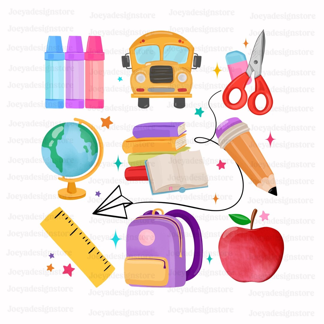 Back to School Doodles Png Digital Design Download, School Bus Png ...