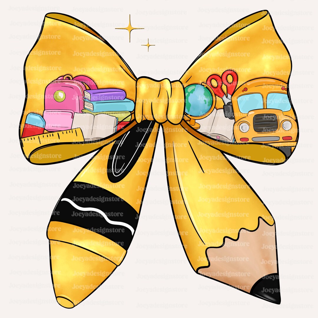 Pencil Bow PNG, Pink Crayon Bow PNG, Back to School Coquette PNG ...