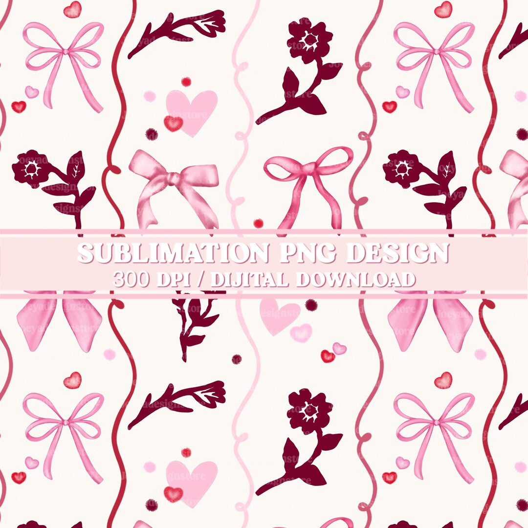 Valentine Bow Heart Seamless Pattern, Valentine Seamless Pattern ...