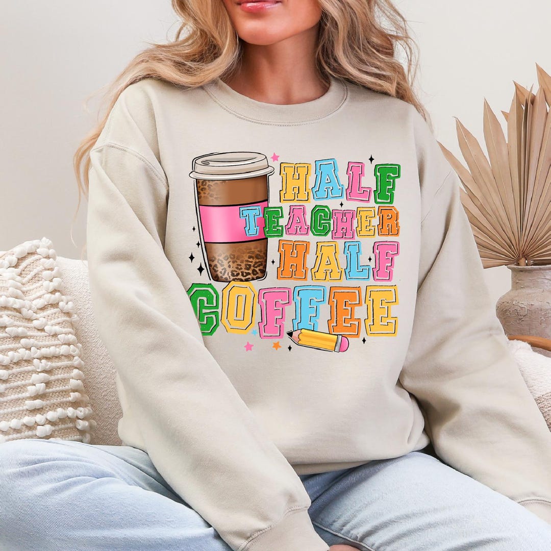 Half Teacher Half Coffee Png, Retro Teacher Png, Funny Teacher Png ...