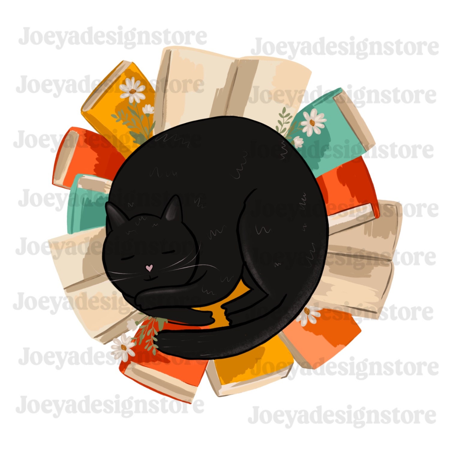 Black Cat With Books Png, Cat and Books Png, Cat Sleeping on Books ...