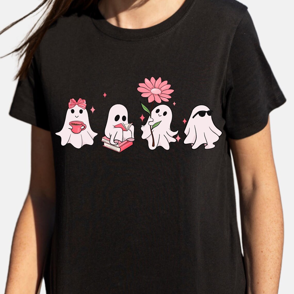 Pink Ghost Png, Ghost Collage PNG, Halloween Png, Cute Pink Reading ...