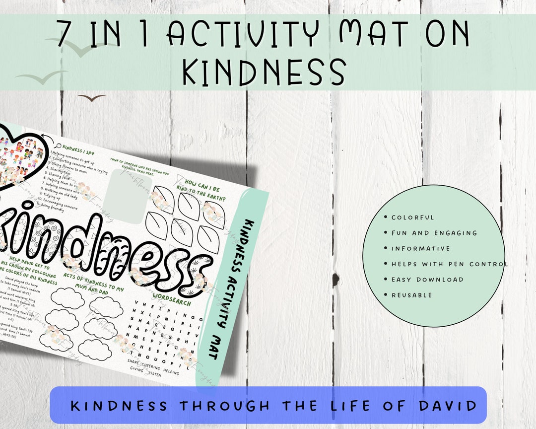 Kindness Activity Mat, Christian Printable, Kids Worksheet, Church ...
