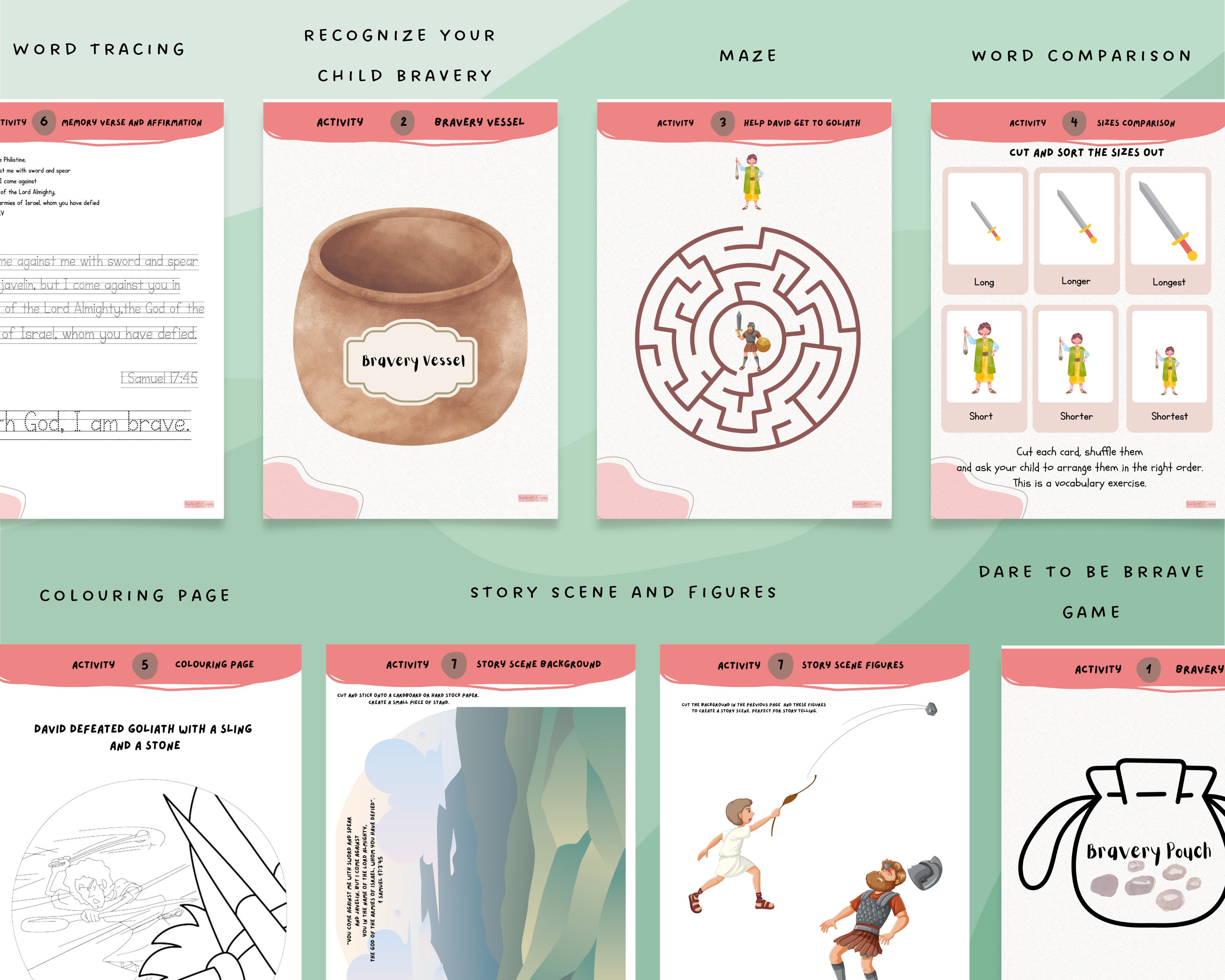 David Bible Activity Pack, Bravery, Christian Homeschool, Bible ...