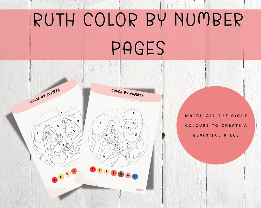 Ruth Color by Number Pages: Christian Bible Lessons (digital Download ...