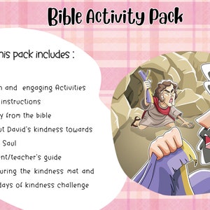 David Bible Activity Pack, Kindness, Christian Printable, Bible Crafts ...