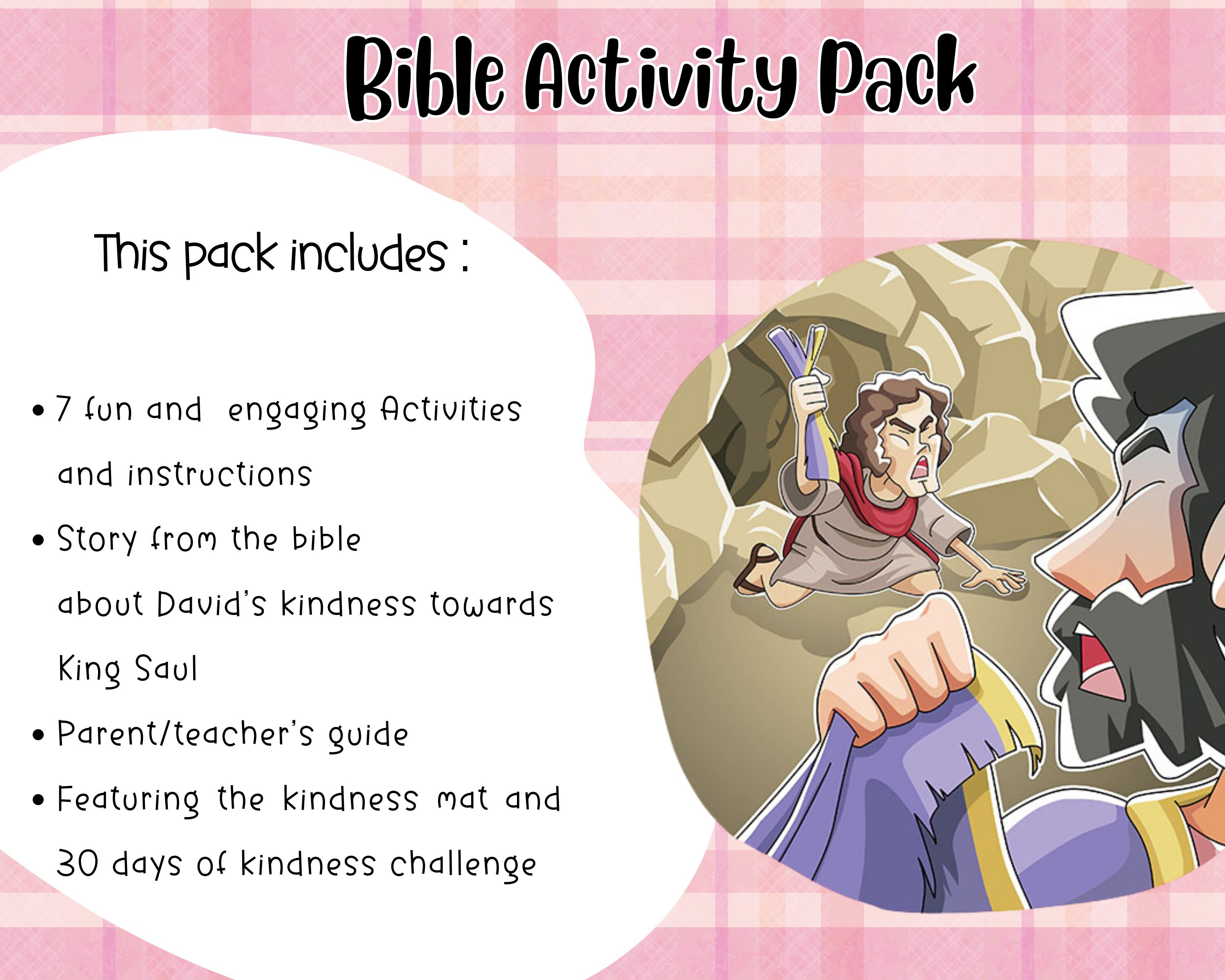 David Bible Activity Pack, Kindness, Christian Printable, Bible Crafts ...